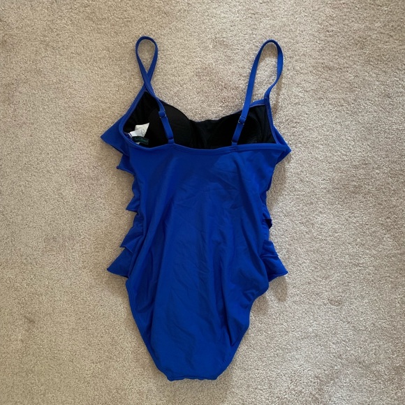 Aqua Green | Swim | Royal Blue Solid Ruffle One Piece Swimsuit | Poshmark